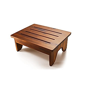 Holana One Step Stool for Adults 6.5" - Wooden Step Stools for High Beds - 550 lbs Safety Stepping Stool Bathroom Aid for Handicap, Elderly, Seniors, Kid, Bathtub, Bed, Kitchen (Acacia Wood)