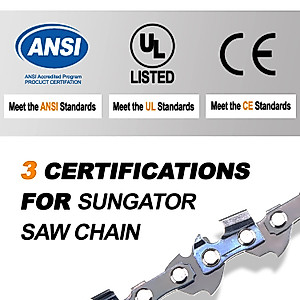 SUNGATOR 3-Pack 14 Inch Chainsaw Chain SG-S52, Compatible with Echo CS310, Ryobi RY3714, 3/8" LP Pitch - .050" Gauge - 52 Drive Links, Compatible with Craftsman, Poulan, Ryobi, Homelite, Echo and more