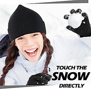 12 Pieces Winter Beanies Hat and Gloves for Men Women Warm Knitted Caps Gloves Set 6 Pairs Unisex Winter Mittens 6 Warm Hats(Black)