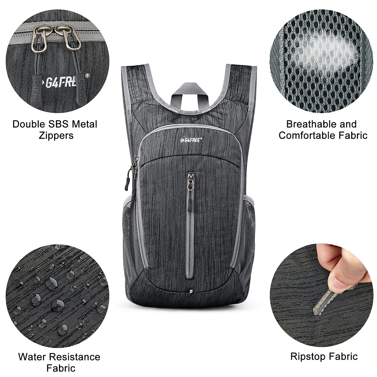 G4Free 10L Hiking Backpack Small Travel Hiking Daypack Lightweight Packable Backpack Casual Foldable Shoulder Bag