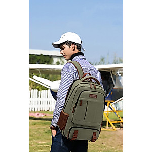 Tzowla Canvas Laptop Backpack, Bag for Men Women,Travel Work Rucksack Fits 17.3 Inch Laptop, Bookbag with USB Charging Port