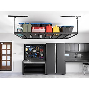 NewAge Products 4 ft. x 8 ft. VersaRac Pro Adjustable Overhead Garage Storage Rack, Heavy Duty Steel Garage Storage Organization, Ceiling Storage Racks, 800lbs Weight Capacity, (Black), 41200
