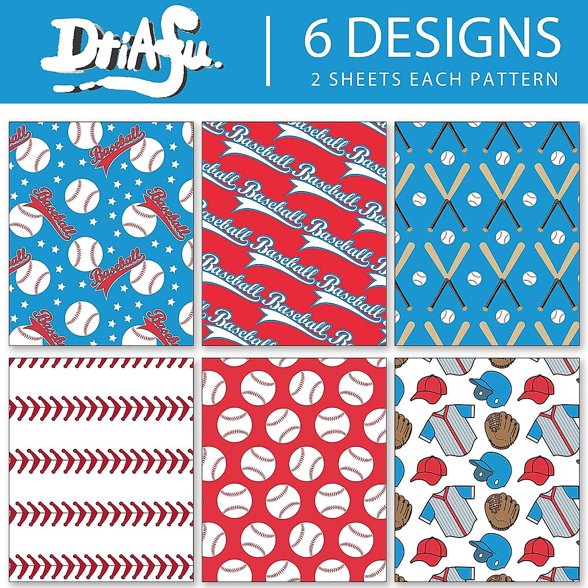Dtiafu Baseball Wrapping Paper -12 Sheet Gift Wrapping Paper Folded Wrap 20'' x 27.5'' Sport Party Favor for Men Baseball Birthday Party Holiday