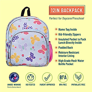 Wildkin 12 Inch Backpack Bundle with Insulated Lunch Box Bag (Butterfly Garden)