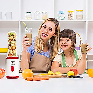 Moss & Stone Personal Blender Single Serve Shake & Smoothies Maker with Portable Travel Sport Bottle - Mini Juicer, White & Red Single Serve Blender for Smoothies and Shakes - Bottle 20 oz