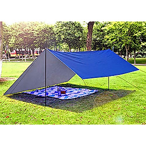 Sutekus Camping Tarp Rain Fly Tarp Waterproof Tent Tarp Lightweight Ripstop Fabric 12FT Extra Large Tarp (Khaki)