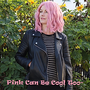 Netgo Pink Wig for Women, Short Pink Wig with Bangs, Natural Wavy Wigs Heat Resistant Synthetic Womens Wigs Daily Party Cosplay Wig