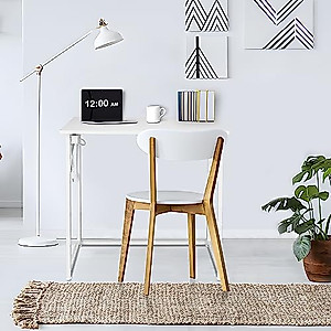 ErgoDesign Folding Computer Desk with Power Outlets for Small Spaces, No-Assembly Space-Saving Home Office Desk, Foldable Computer Table (White)