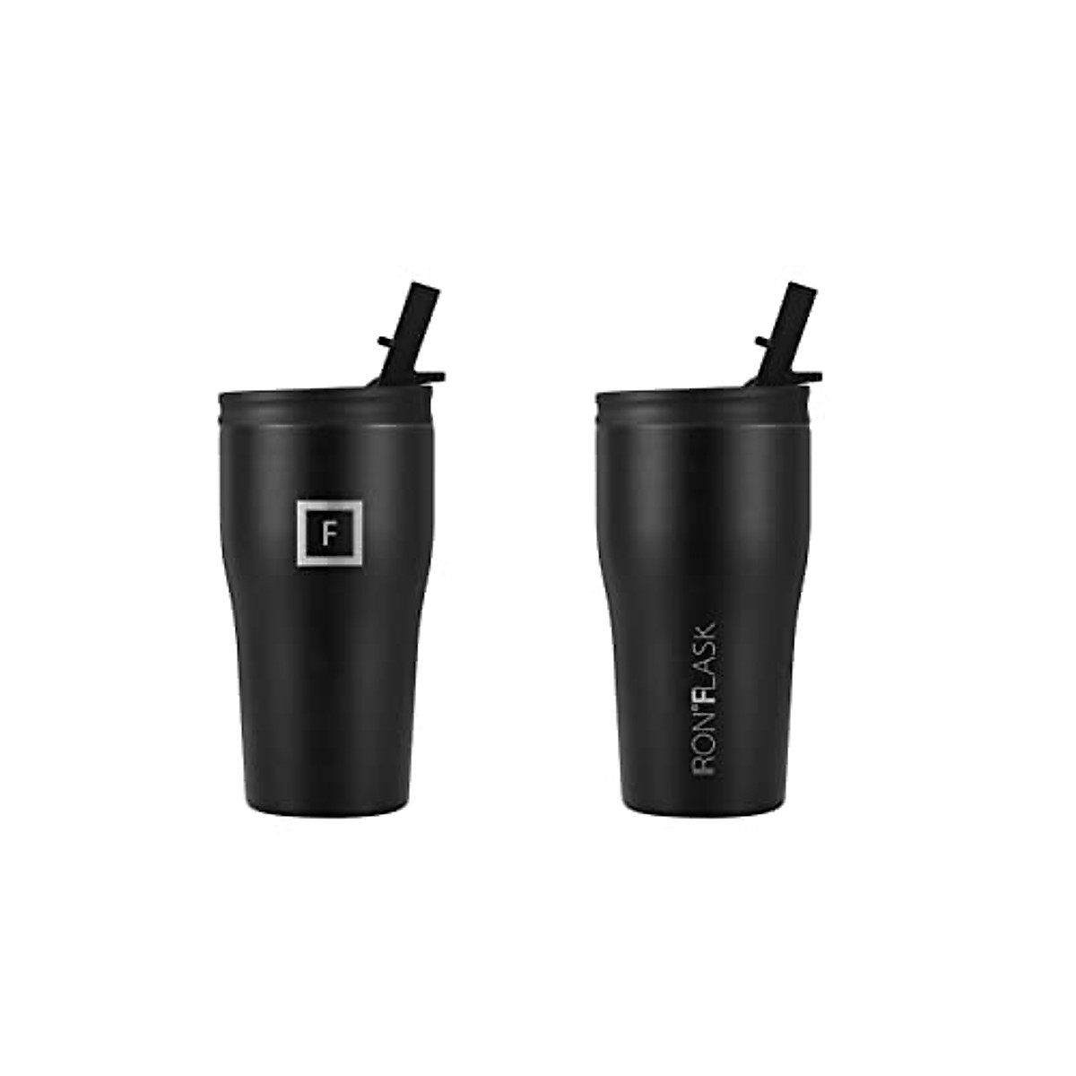 IRON °FLASK Rover Tumbler 2.0-16 Oz, 2 Lids Vacuum Insulated Stainless Steel Bottle, Modern Double Walled, Drinking Cup Simple Thermo Travel Mug, Hydro Water Metal Canteen Midnight Black