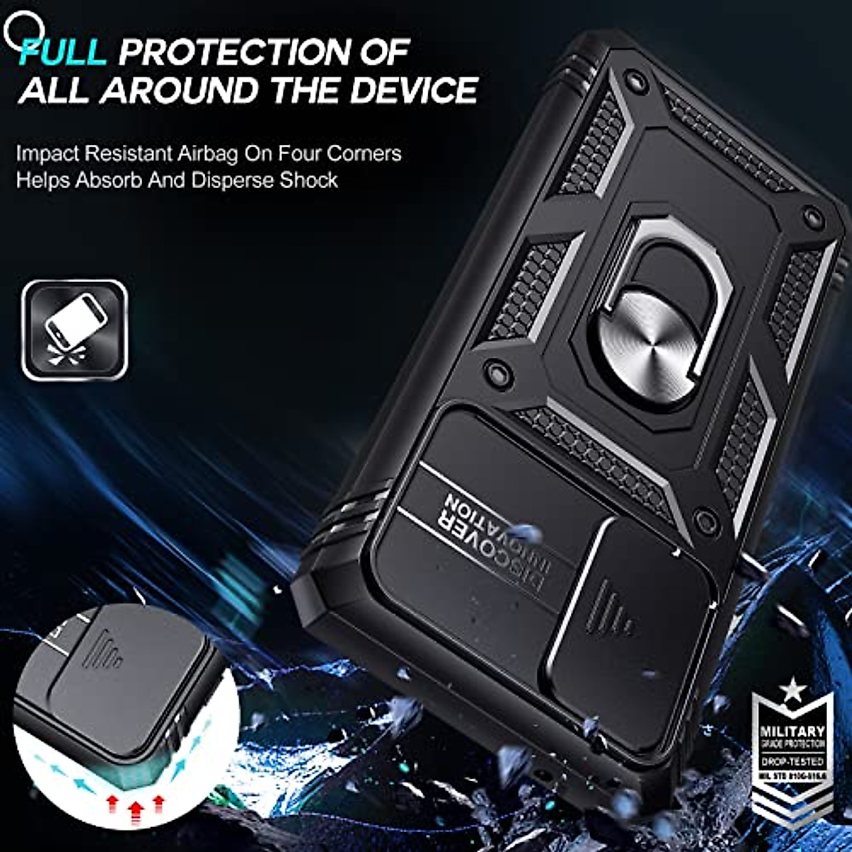 LeYi for Samsung Galaxy S20 FE 5G Case with Slide Camera Cover + [2 Packs] Tempered Glass Screen Protector, Military-Grade Phone Case with Kickstand, Black [NOT FIT S20]