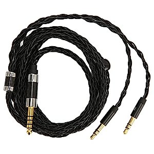 KOSDFOGE Silver Plated Copper Wire Headphone Cable 8 Core Balanced 4.4mm to Dual 3.5mm Silver Plated Earphone Cable Replacement