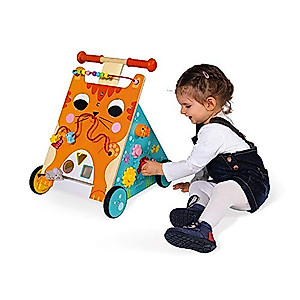 Janod Wooden Activity Baby Walker Cat - 21.1" Tall - Ages 12 Months+ - J08005