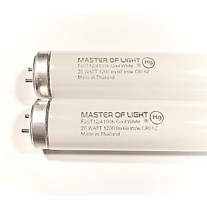 F20T12/CW (2 Pack) 24 Inch 20 Watt T12 Fluorescent Tube Light Bulb 20W Cool White 4100K - F20T12 Replaces F20T12/SP41/ECO, F20T12/CW/ECO, F20T12/CW/ALTO (2)
