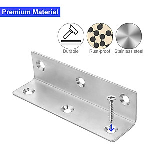 22 Pack Stainless Steel L Corner Brackets 100X25X2mm Heavy Duty L Bracket Joint Right Angel Corner Brace for Wood Cabinets Furniture