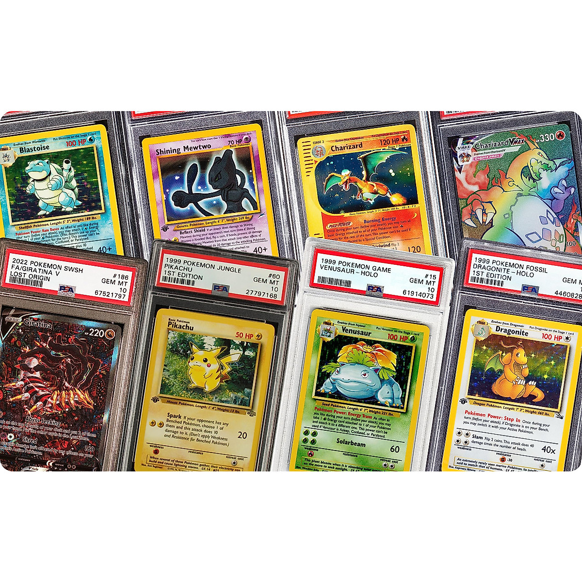 Pokemon TCG: Graded Card Mystery Power Pack - Gold Edition - 1 PSA 10 Graded Card + 25 Additional Cards with 5 Holofoils - 1 First Edition Card + 2 Factory Sealed 10 Card Booster Packs + 1 Code Card