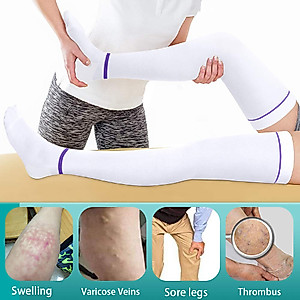 T.E.D. Anti Embolism Stockings for Women Men Thigh High, 15-20 mmHg Compression TED Hose with Inspect Toe Hole