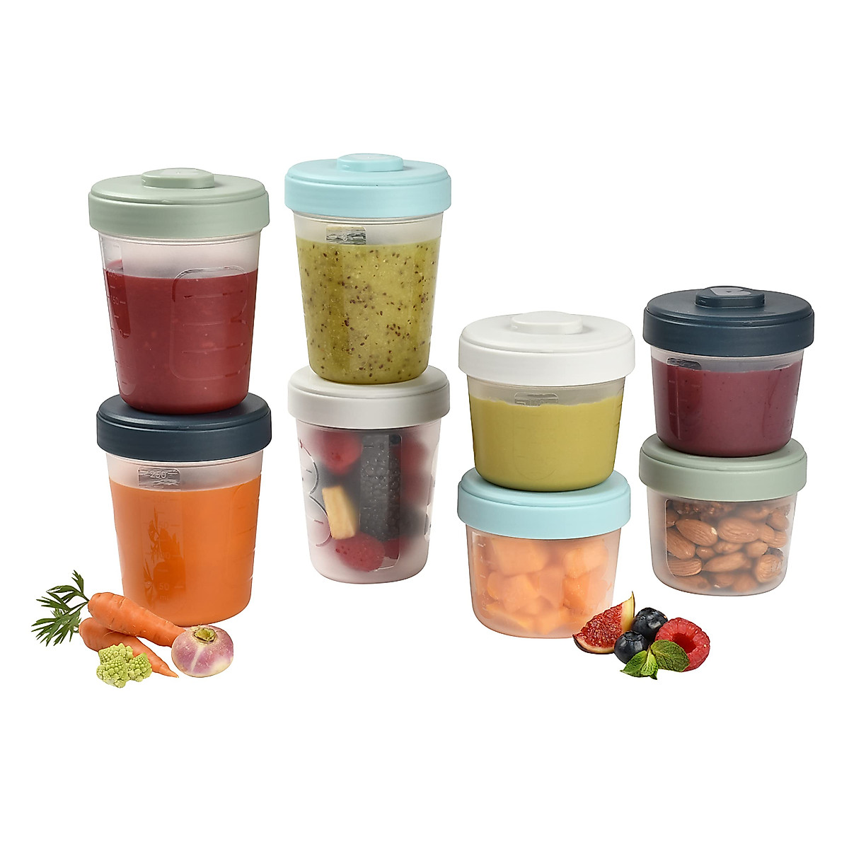 BEABA Clip Containers, Baby Food Storage Containers with Lid, Store Baby Food and Toddler Snacks, Writable Surface, Set of 8 (Large)