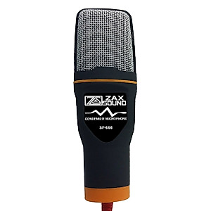 ZaxSound Professional Cardioid Condenser Microphone with Tripod Stand for PC, Laptop, iPhone, iPad, Android Phones, Tablets, xBox and YouTube Recording, Black