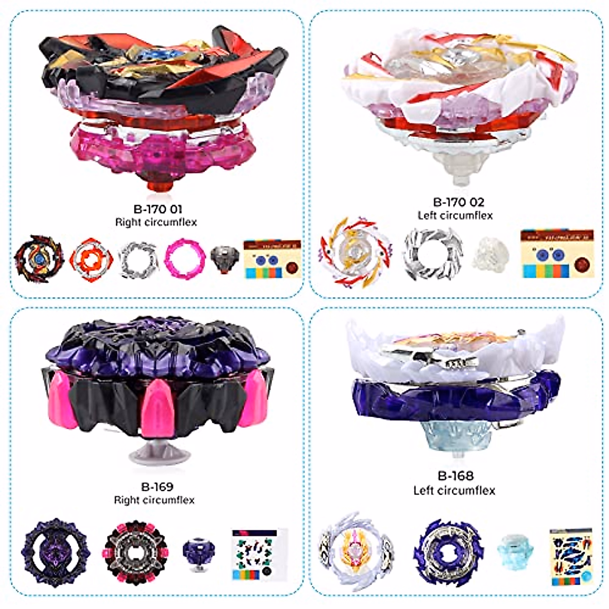 JIMI Bey Battling Top Blade Battle Set, 15 Burst Spinning Tops 2 Launchers Grip Starter Combat Game, Toy Gift for Kids Boys Ages 6 7 8 9 10 11 12+