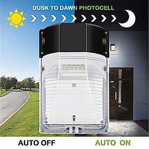 Hykolity Update 30W LED Wall Pack Light with Photocell, 3450LM 5000K Daylight Dusk to Dawn 120V LED Outdoor Wall Mount Light, 150-250W MH/HPS Replacement, Waterproof Security Lighting-4 Pack