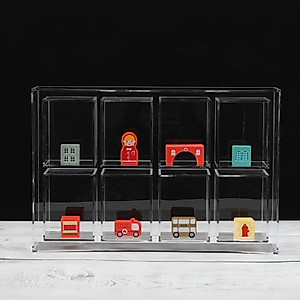 Kcgani Clear Acrylic Display Case for Figures, 8 Grids Collection Box Mineral Crystal Display Box, Acrylic Desktop Organizer for Action Figure Collectibles Holder Anime Figurine Mini Toys Storage Box