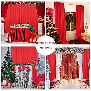 10x10FT Red Backdrop Curtains for Parties - Red Backdrop Curtain for Baby Shower Birthday Photo Home Party Curtains Backdrop 5x10FT 2 Panels
