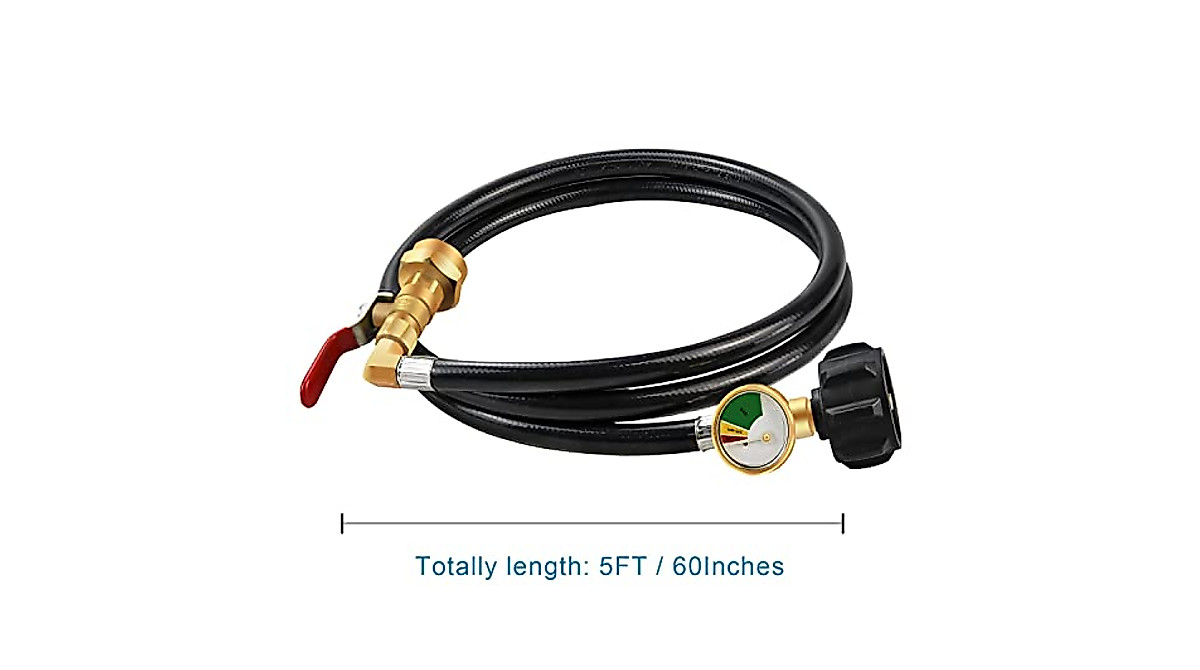 Propane Refill Adapter for 1 lb. Tanks with Gauge,5FT/60 Propane ...