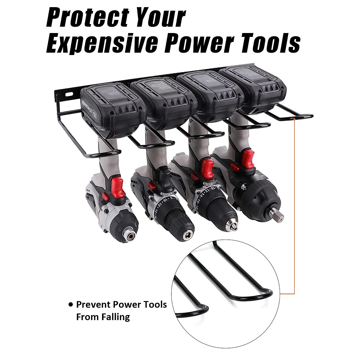 WellMall Power Tool Organizer Holder - Wall Mount Style for Power Tool Drill as Heavy Duty Tool Shelf & Tool Rack with Compact Design, Great as Tool Utility Shelves (2 Pack)