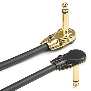 TIMESETL 3 Pack 6 Inch Guitar Patch Cable Ultra Quiet Instrument Effect Pedal Patch Cords 1/4-inch Right Angle Low Profile Pancake Design