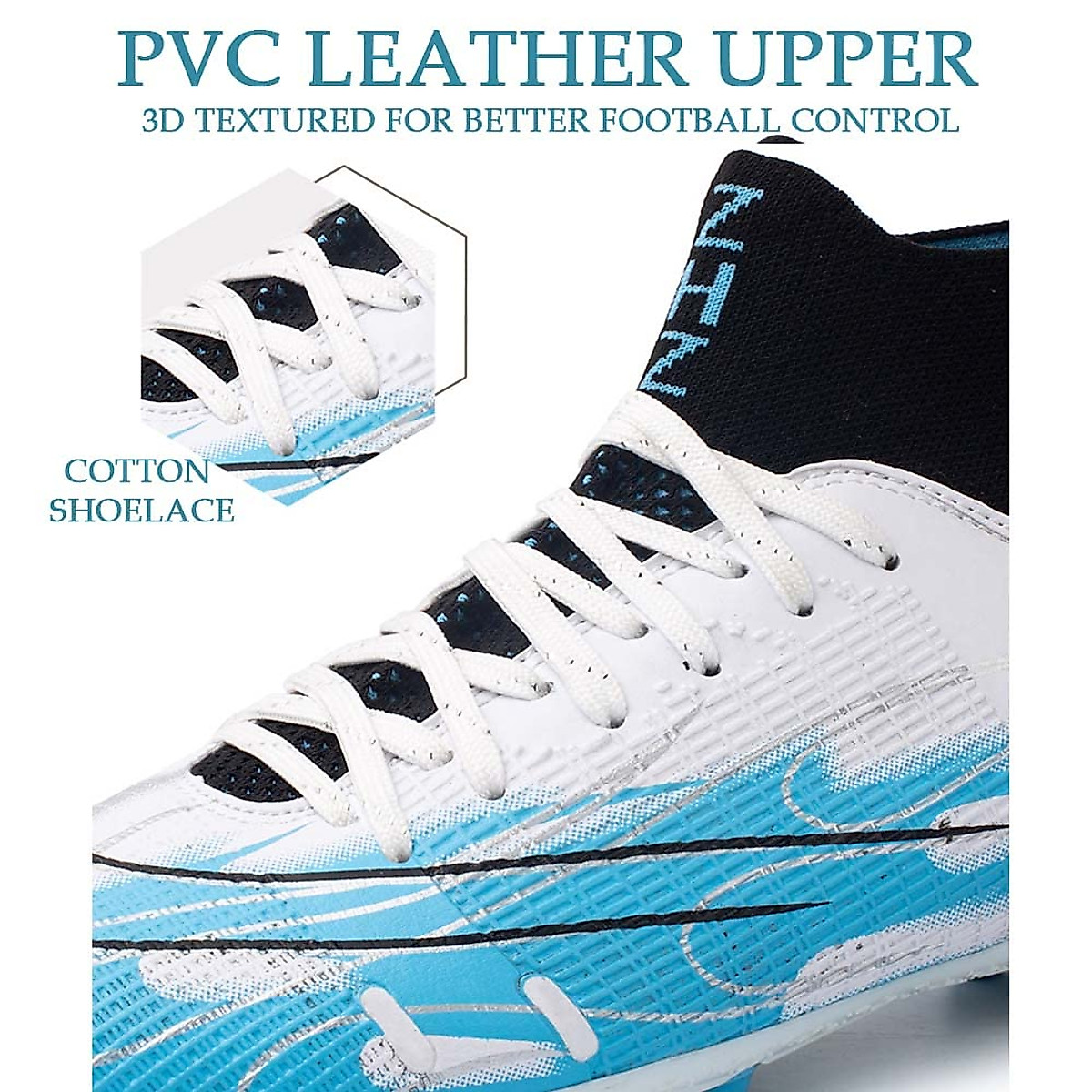 HESBITEUL Men’s Soccer Boots Football Shoes Cleats Spike Shoes Youth Sneaker Comfortable Adults for Athletic Outdoor Indoor Competition Training