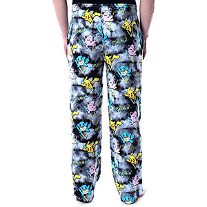 Pokémon Men's Pikachu Squirtle and Jigglypuff Tie Dye Adult Sleep Bottoms Pajama Pants (3X-Large) Multicolored