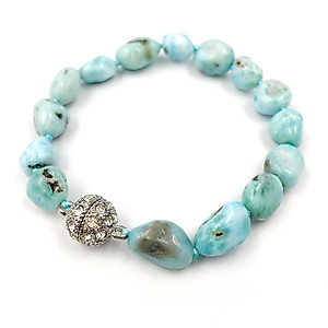 Natural Stone Larimar Bracelet Crystal Magnet Clasp 7.5" …