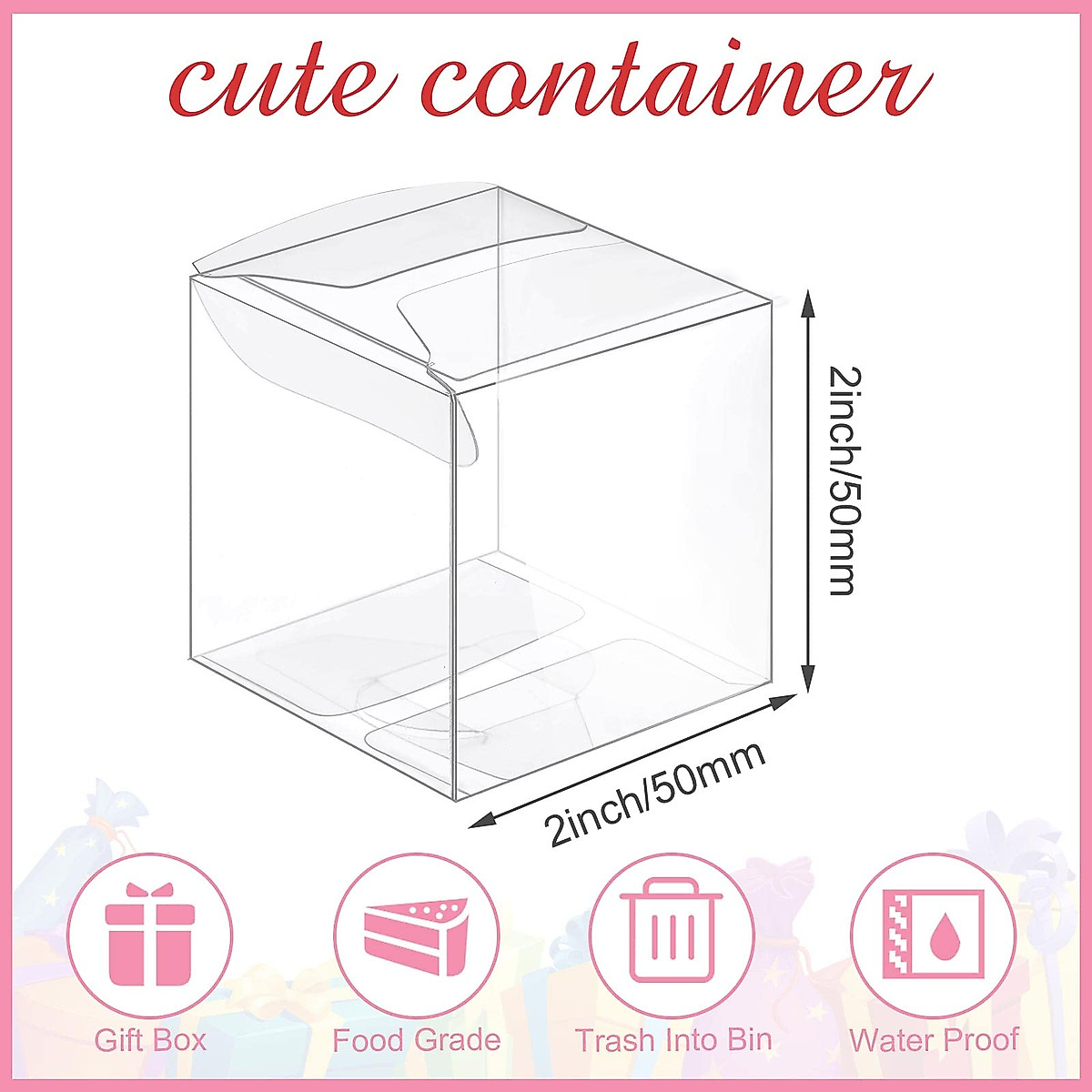 200 Pcs Clear Favor Boxes Plastic Gift Boxes Small Clear Box Transparent Wedding Favor Boxes Square Clear Treat Boxes for Wedding Birthday Party Baby Shower Bridal Shower, 2 x 2 x 2 Inch