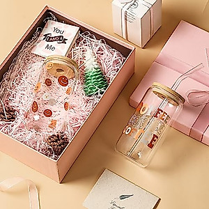 Glass Cups with Lids and Glass Straws with Design 4pcs Set - 16oz Cute Iced Coffee Sublimation Glasses, Beer Can Shaped Drinking Glasses Tumbler, Coffee Bar Accessories, Aesthetic Housewarming Gifts