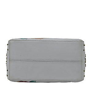 Anuschka Hand Painted Women’s Genuine Leather Classic Hobo With Studded Side Pockets - Floral Charm