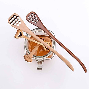 Honey Dipper 4Pcs Honeycomb Heart Pattern Honey Dippers Wooden Long Handle Honey Dipper Stirrer Server Mixing Stick Spoon Home Kitchen Supplies
