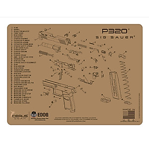 EDOG Range Warrior 27 Pc Gun Cleaning Kit - Compatible with Sig Sauer P320 Tan - Schematic (Exploded View) Mat, Range Warrior Universal .22 9mm - .45 Kit & Tac Book Accessories Set