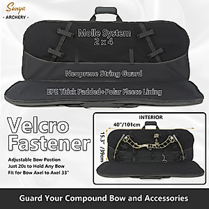 SUNYA Compound Bow Case with Molle System - Neoprene Bow String Protection & Padded Shoulder Sling - Soft Carrying Case for Archery Accessories, Equipment (Black)