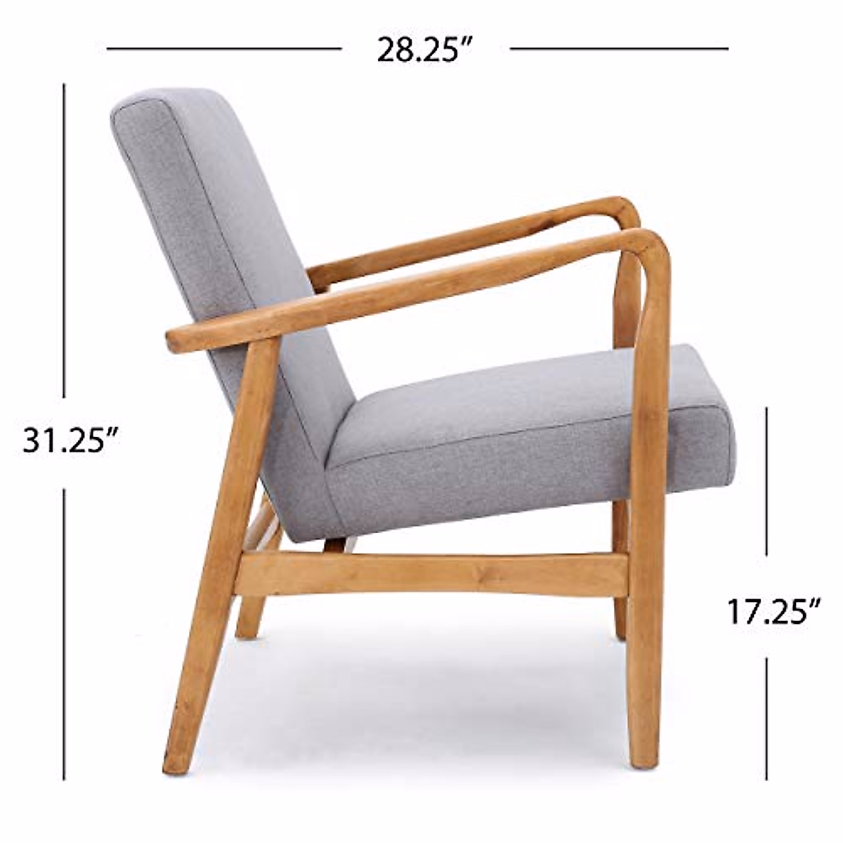 GDF Studio Winford Light Grey Fabric Wood Frame Mid Century Modern Office Chair