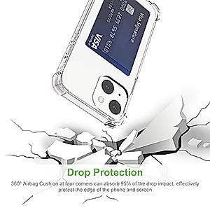 Wuwedo for iPhone 13 Mini Clear Card Case, Protective Shockproof TPU Thin Slim Wallet Case with Card Holder Compatible with Magsafe