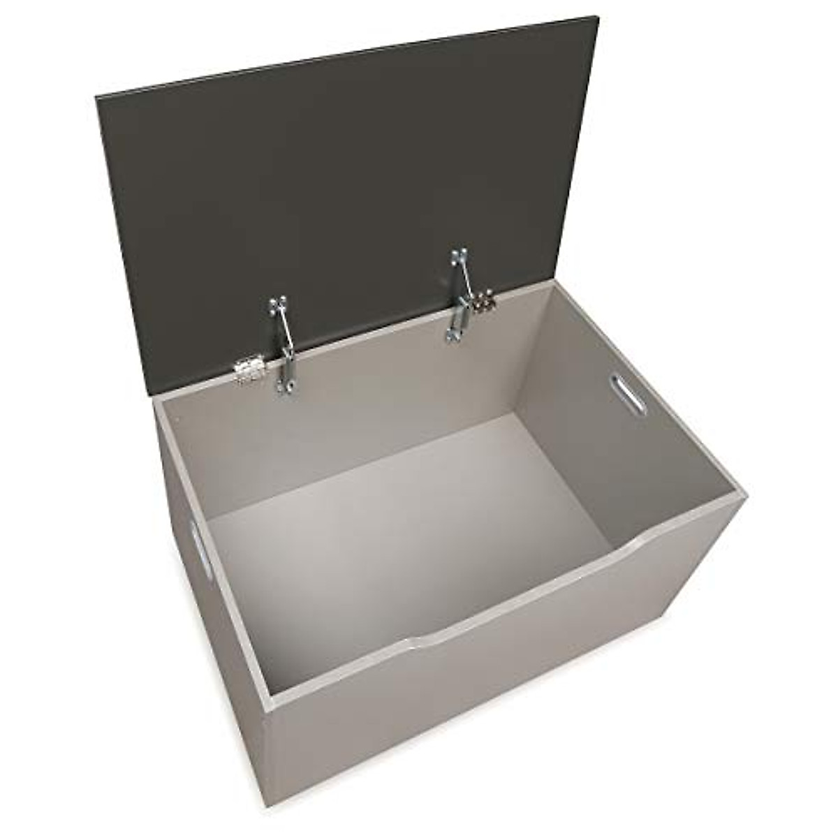 Badger Basket Flat-Top Toy Storage Chest in Grey with Charcoal Lid– Spacious, Safe Toy Box with Dual Safety Hinges and Anti-Pinch Slot