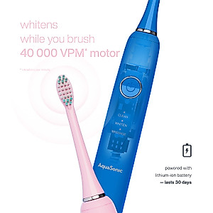 Aquasonic Vibe Duo - Dual Handle Ultra Whitening 40,000 VPM Fast Charging Electric ToothBrushes - 3 Modes with Smart Timers - 10 Dupont Brush Heads & 2 Travel Cases Included