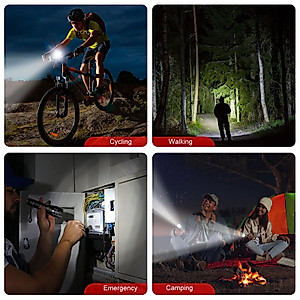 COSOOS 2 Tactical Flashlights with Holsters, Bright LED Flashlight 1000 Lumen, 5 Mode Portable Zoomable Waterproof Flash Light for Hiking, Outdoor Camping Gear Essential, No AAA Battery