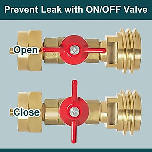 GASPRO Upgraded 1 lb Propane Tank Adapter with Valve, 20 lb to 1lb Converter, Hook Up Small Propane Tanks When 20lb Ran Out, Solid Brass