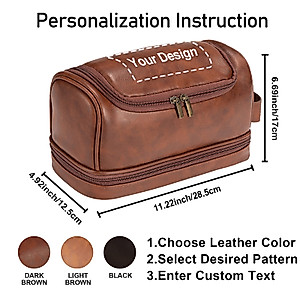 Personalized Toiletry Bag For Men, Husband, Boyfriend, Dad Large Capacity Leather Travel Dopp Kit Handcrafted Custom Name Unique Gift For Birthday| Fathers Day| Anniversary| Wedding Groomsmen Gifts
