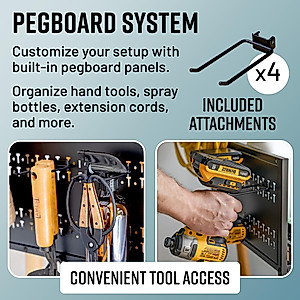 Teal Triangle Freestanding Tool Organizer, Heavy Duty Garage Storage Utility Cart Floor Stand Holds 250 lbs, Garden Tools Cleaning Supplies Bucket and More