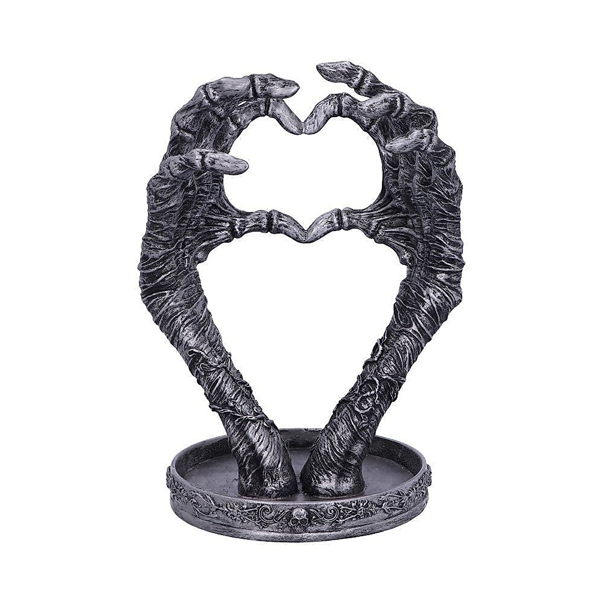 Nemesis Now Gothic Mummified Love Heart Hands Jewellery Dish Holder, Silver, 22cm