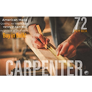 72 Carpenter Pencils | Random Mis Printed Mixed Prints & Solid Discontinued Colors | USA Made, Hard Lead Carpenter