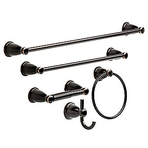 Franklin Brass Kinla (5-Pack) Bathroom Set Oil-Rubbed Bronze 18", 24" Towel Bar Racks,Toilet Paper Holder, Hand Towel Holder, Hook | Bathroom Accessory Set Towel Holder 5-Piece Hardware Set KIN5PC-ORB