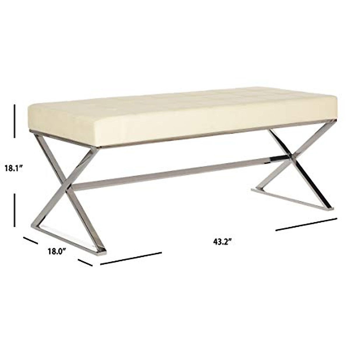 Safavieh Home Collection Micha Modern Glam Cream Bench